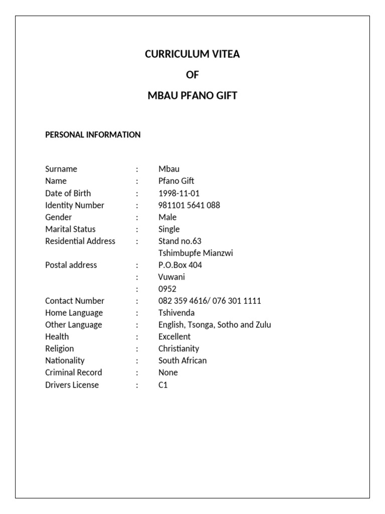 Curriculum Vitea of Mushasha Bridget | PDF