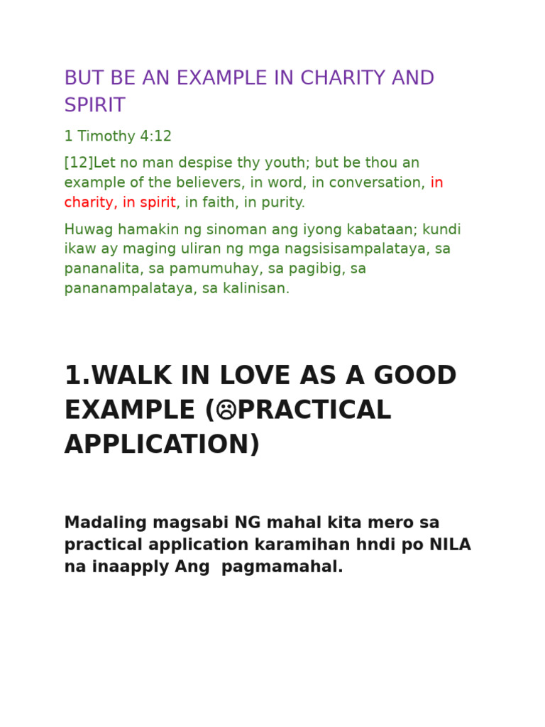 But Be An Example in Charity and Spirit | PDF