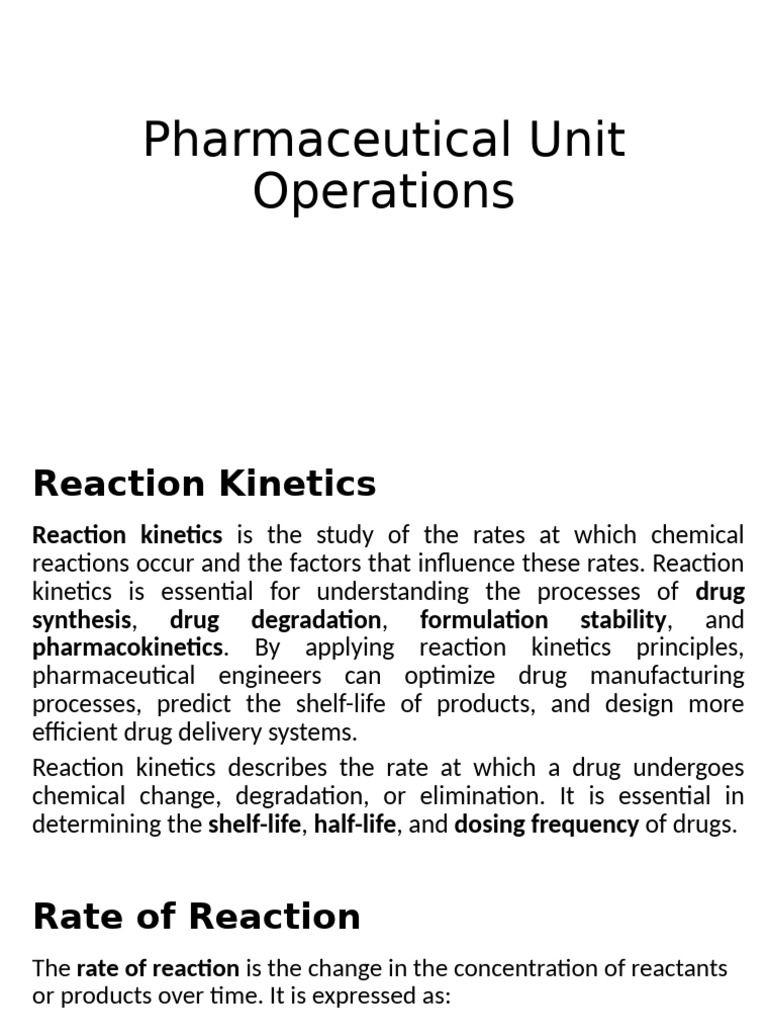 3. Pharmaceutical Unit Operations | PDF | Reaction Rate | Chemical Kinetics