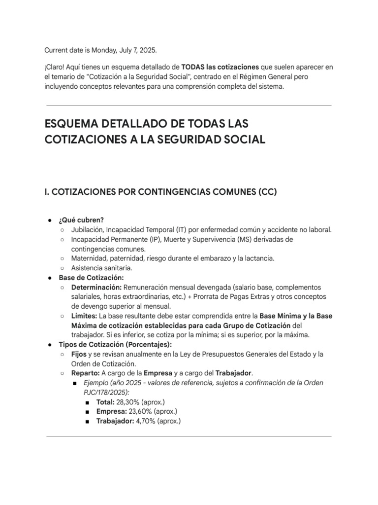 Esquema de TODAS las cotizaci... | PDF | Salario | Desempleo