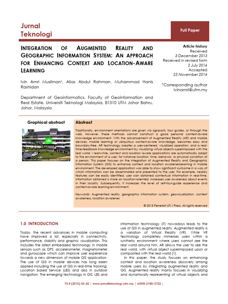 AR and GIS for Context-Aware Learning | PDF | Augmented Reality | Computing