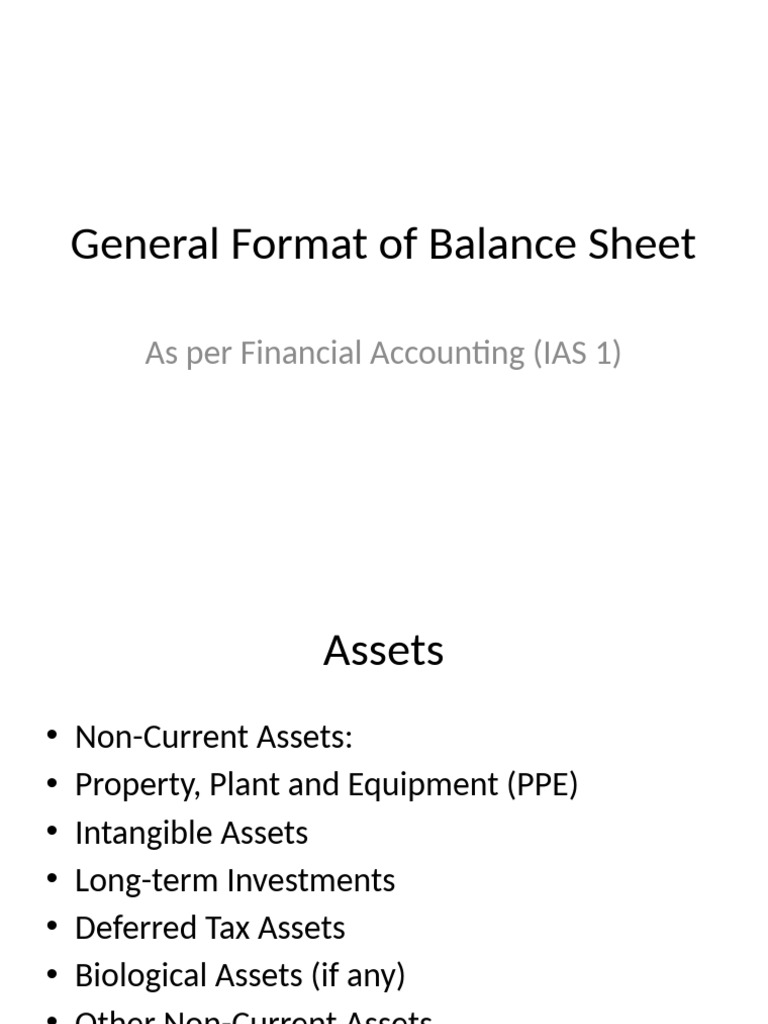 Balance Sheet Format per IAS 1 | PDF