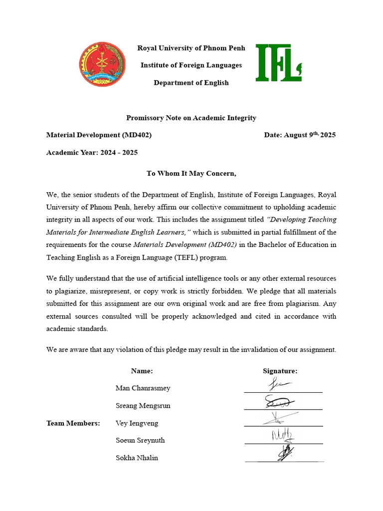 Academic Integrity Pledge for MD402 | PDF