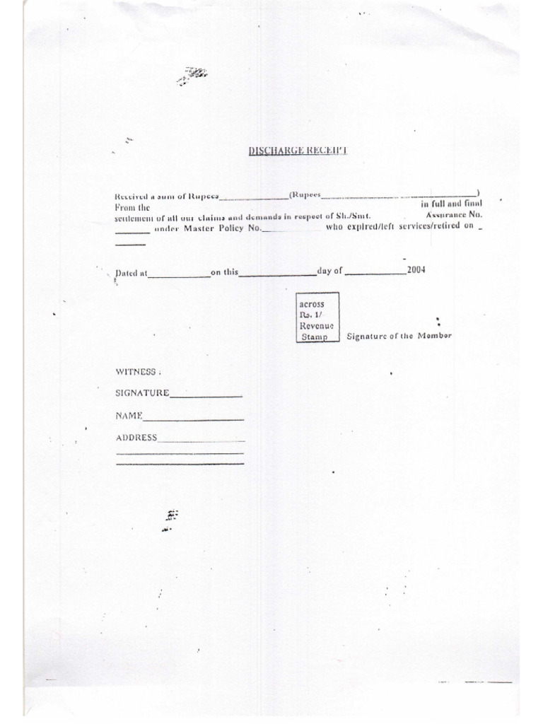 Lic Discharge Receipt | PDF