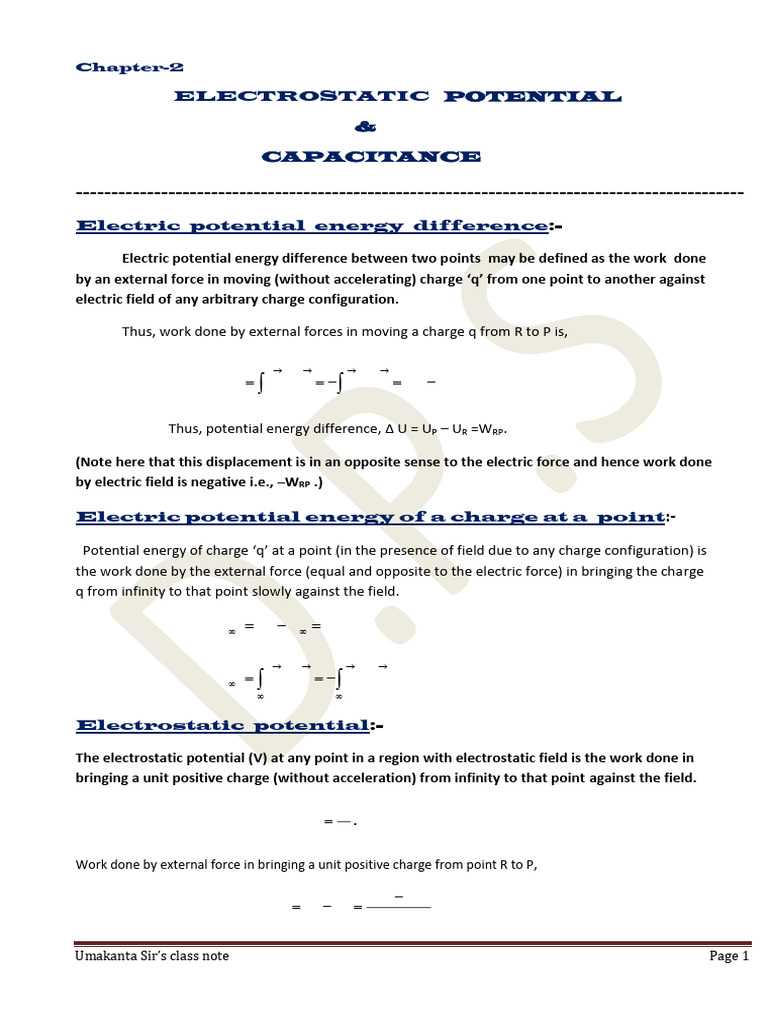 XII - Chapter-2 (Electrostatic Potential and Capacitance) | PDF | Dielectric | Chemical Polarity