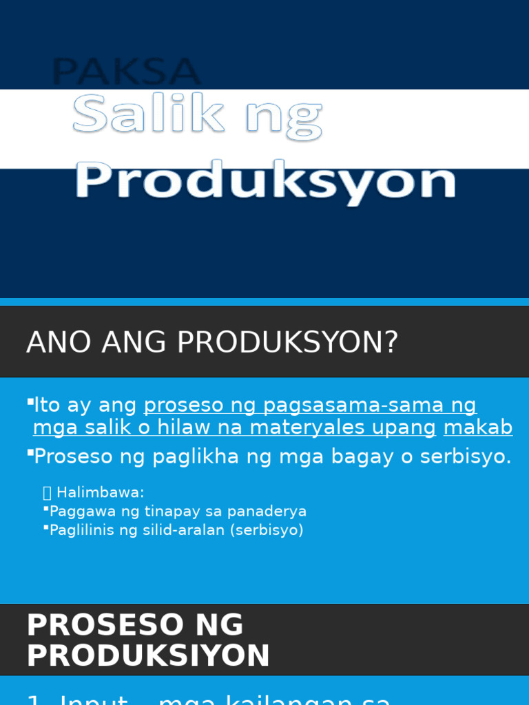Mga Salik NG Produksyon | PDF