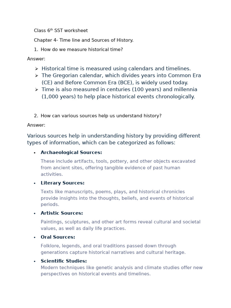 Timeline and Sources of History Class 6 | PDF | Anno Domini | Common Era