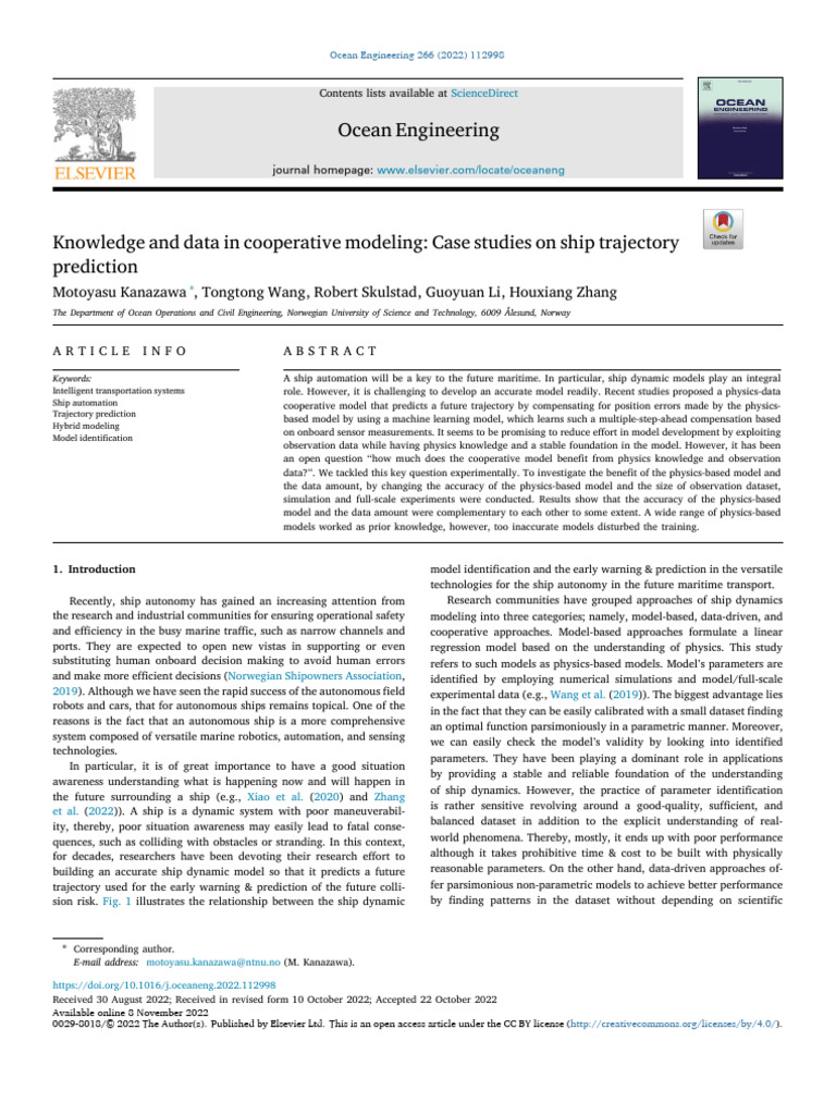Ship Trajectory Prediction Models | PDF | Applied Mathematics