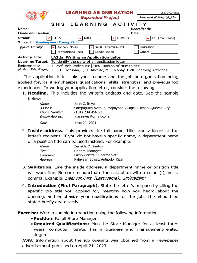 Application Letter Writing Guide | PDF | Writing