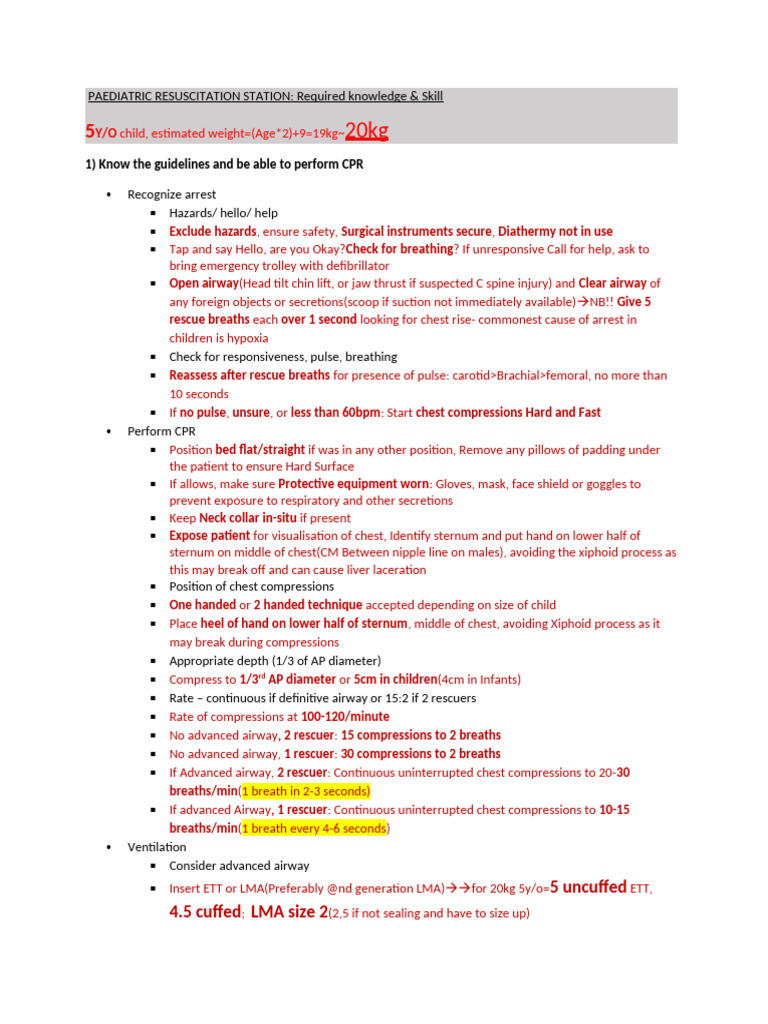 Paediatric Resuscitation Checklist | PDF | Cardiopulmonary ...