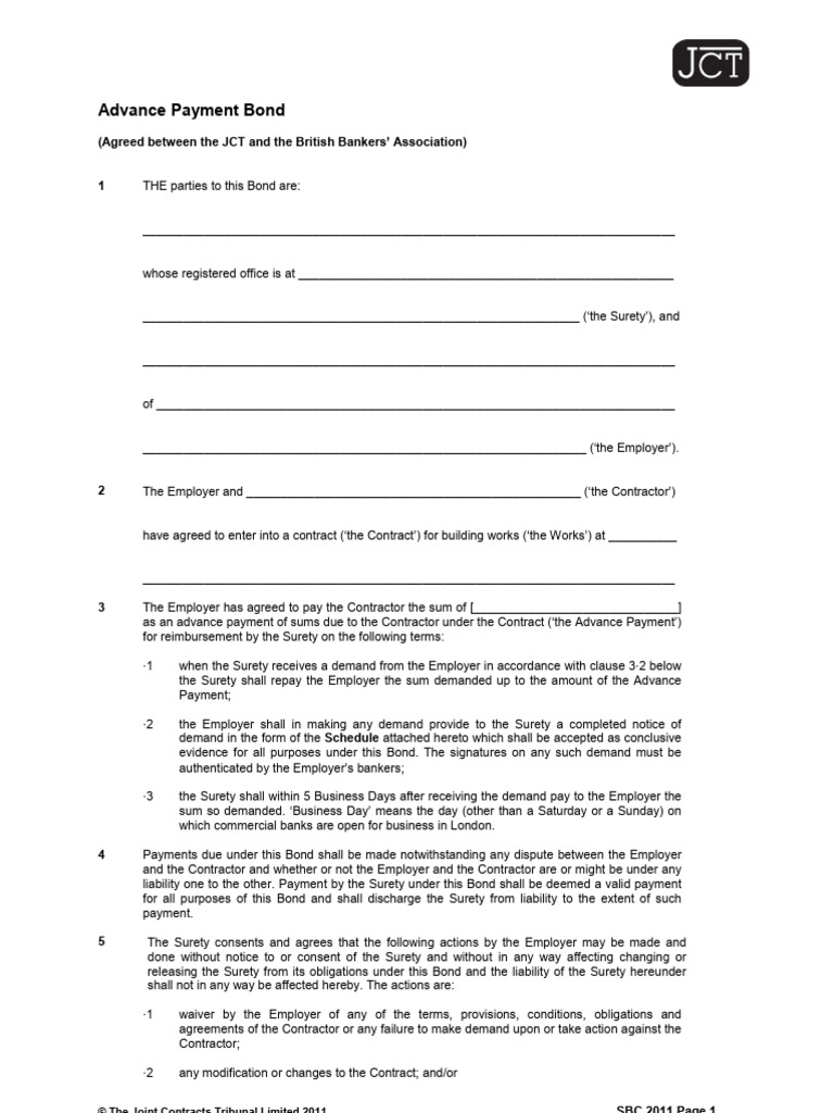 Advance Payment Bond Template | PDF | Surety | Employment