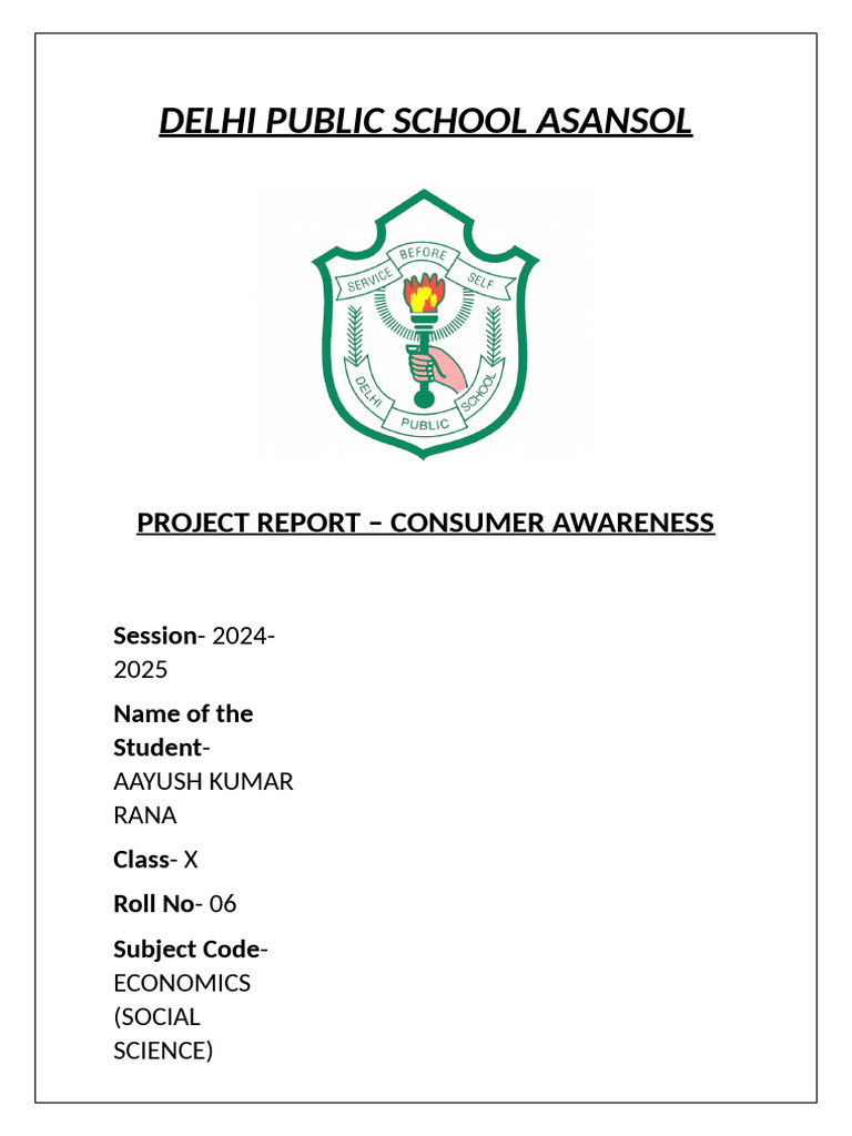 Economics Project Front Page | PDF