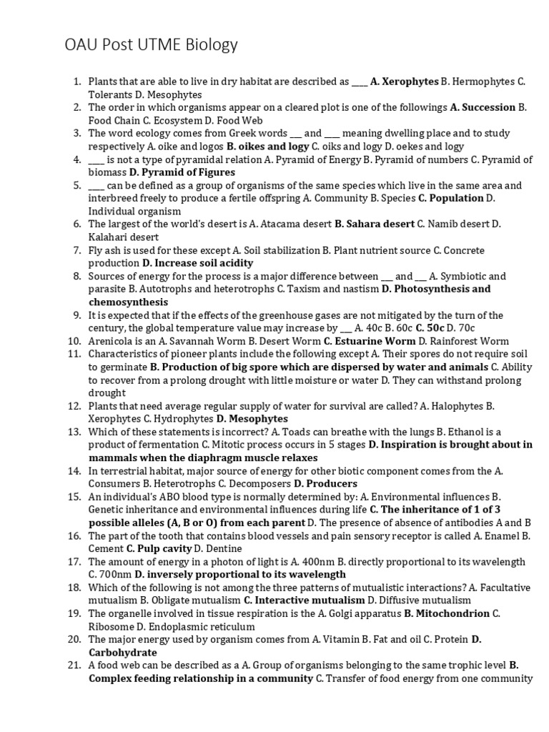 Biology Practice Questions and Answers | PDF | Meiosis | Cell (Biology)