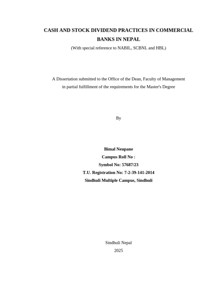 Sample Format For Sindhuli | PDF | Thesis | Educational Stages