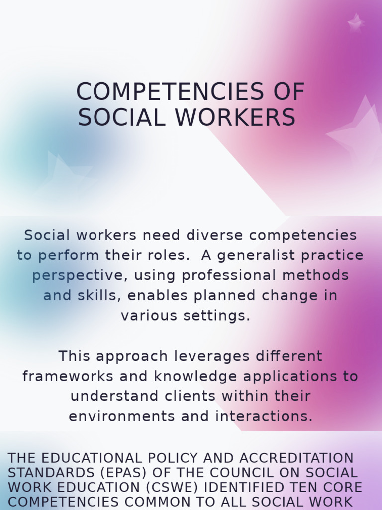 Core Competencies for Social Workers | PDF | Social Work | Evaluation