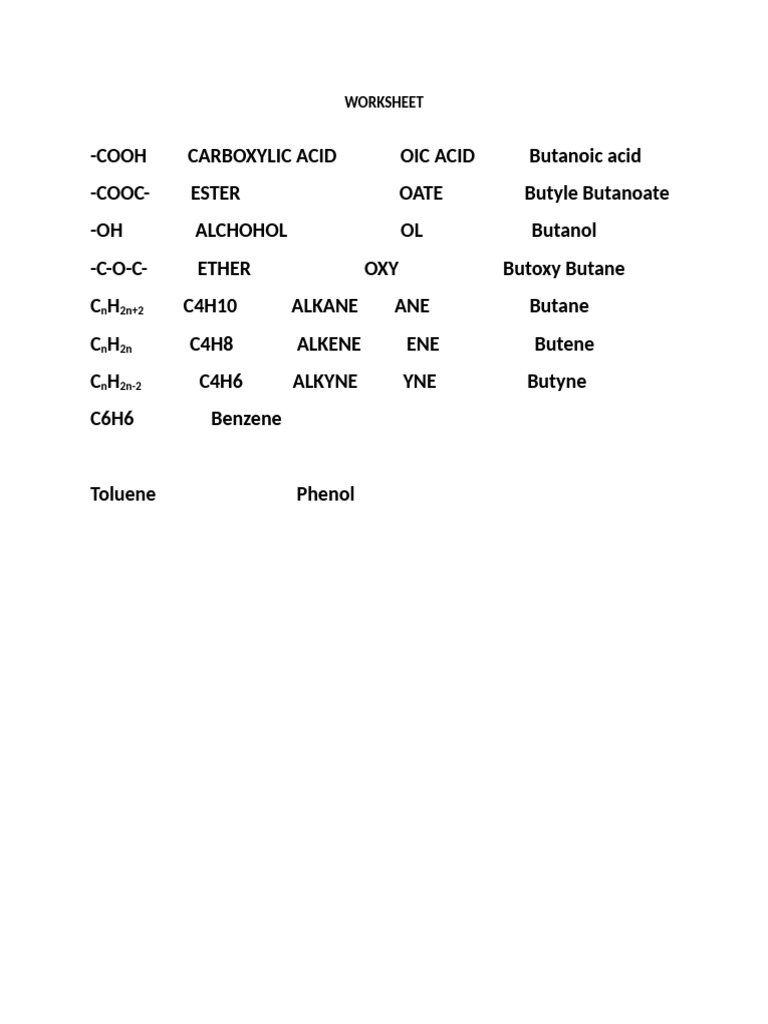 IUPAC Worksheet | PDF