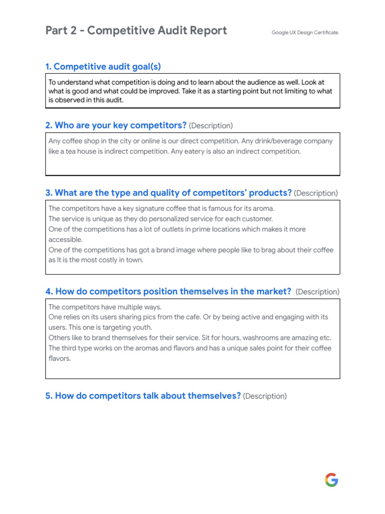 Preeti - Musician - Google UX Design Certificate - Competitive Audit Report | PDF