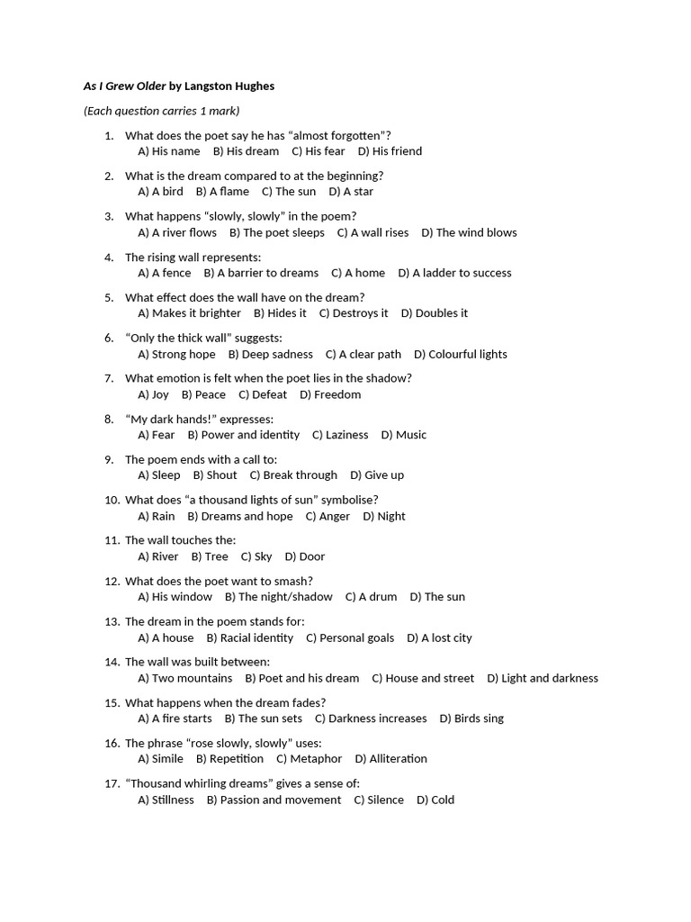 Analyzing "As I Grew Older" Poem | PDF | Poetry | Dream
