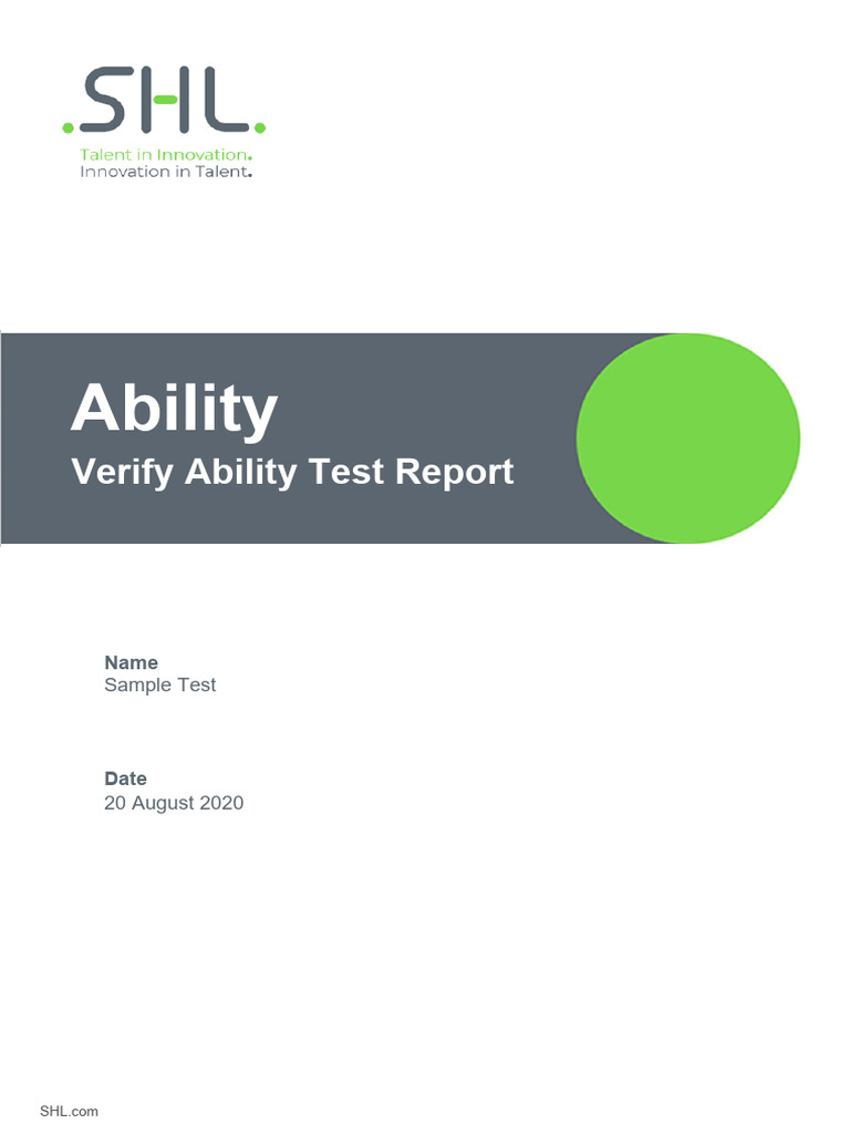 Verify Verbal Ability NG Sample Report English | PDF | Standard Score ...