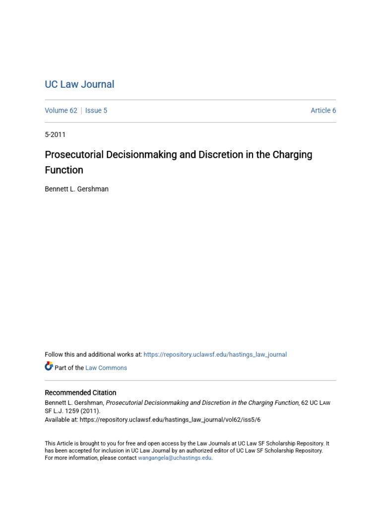 Prosecutorial Decisionmaking and Discretion in The Charging Funct | PDF ...