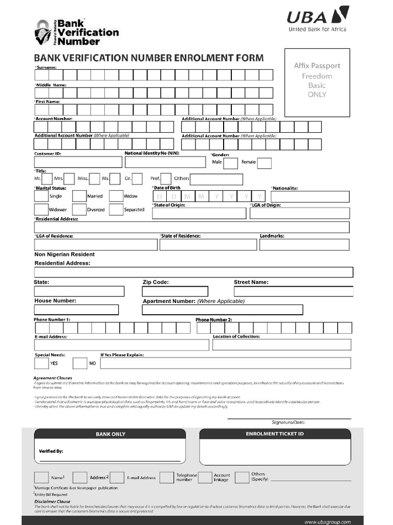 BVN Enrolement Form Draft Final Inputs | PDF