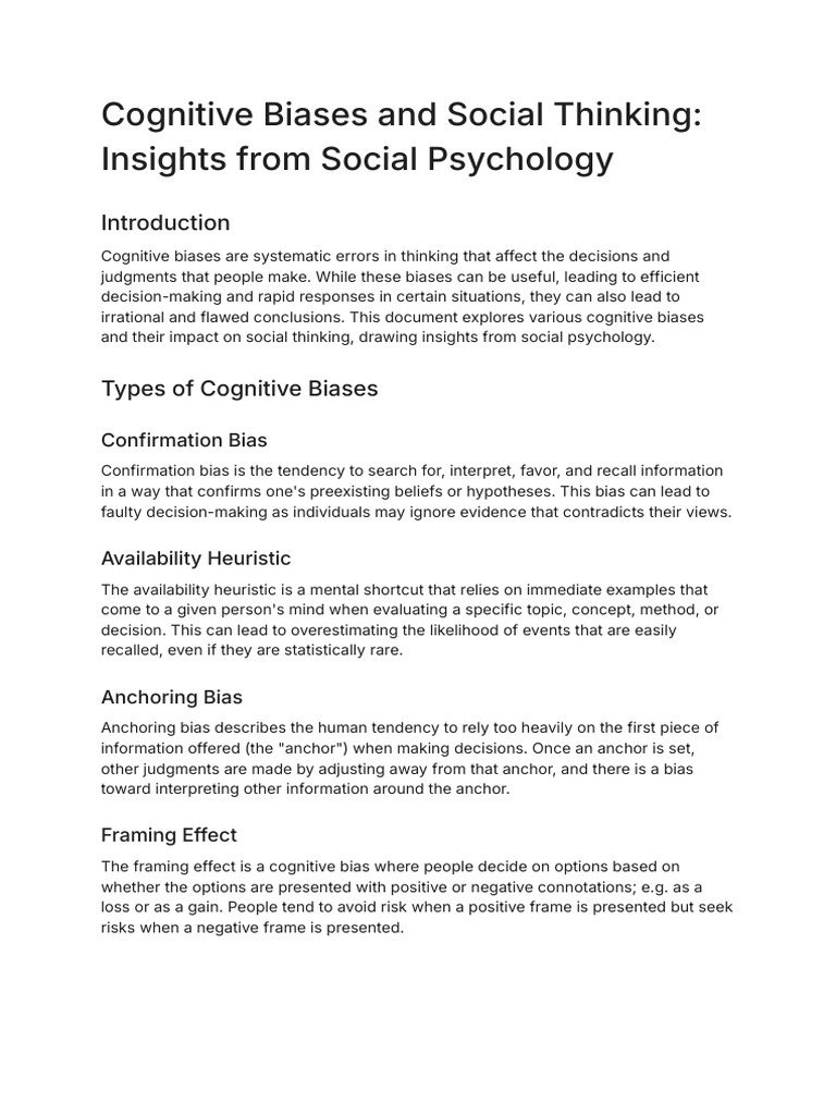 Social Cognitive Biases in Decision-Making | PDF | Thought | Social ...