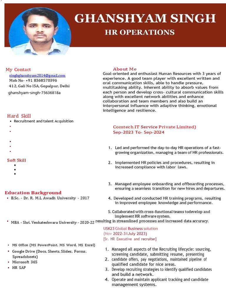 Ghanshyam Resume PDF # | PDF | Recruitment | Business