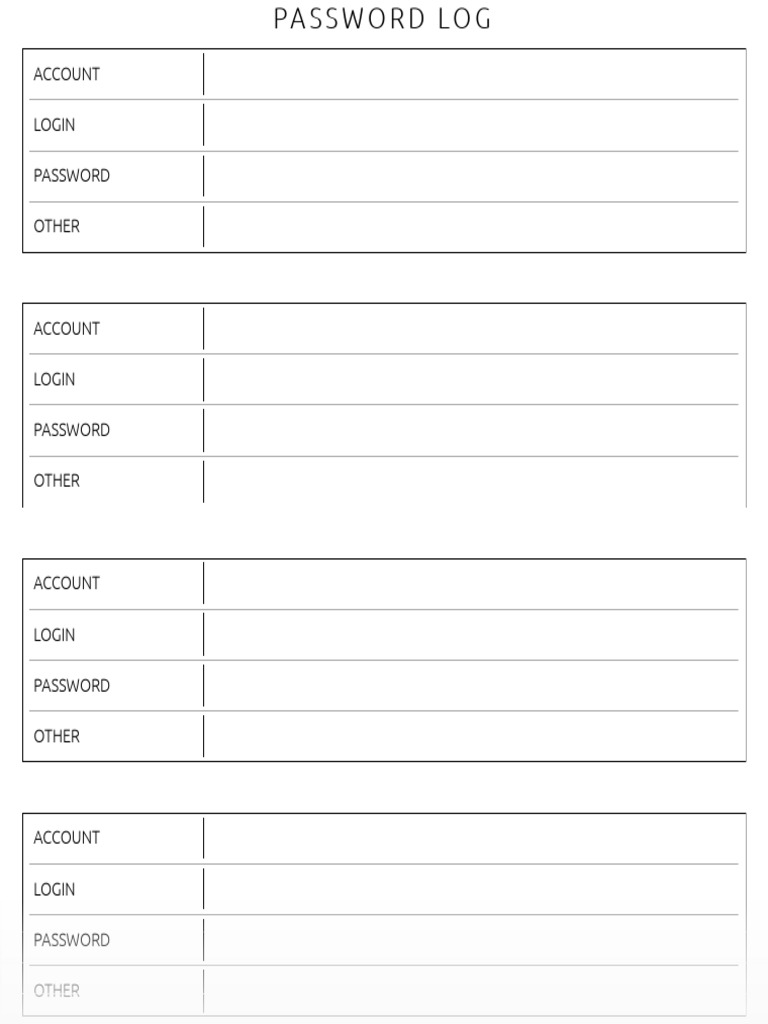 Password Log | PDF | Computer Access Control | Cryptography