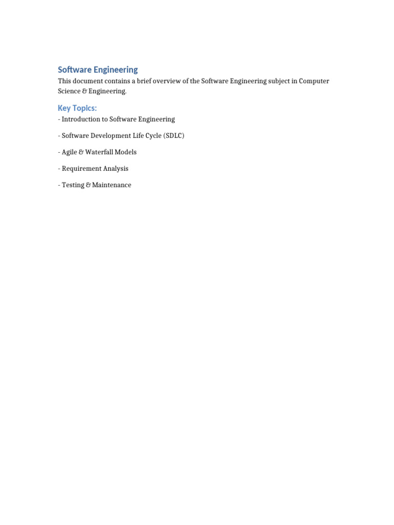 Overview of Software Engineering Concepts | PDF