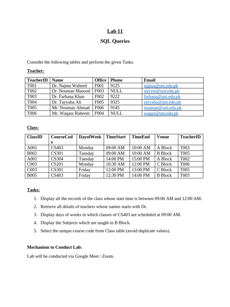 Lab 11-SQL Queries | PDF