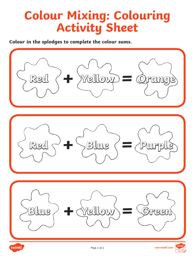 Colour Mixing Activity Sheet | PDF