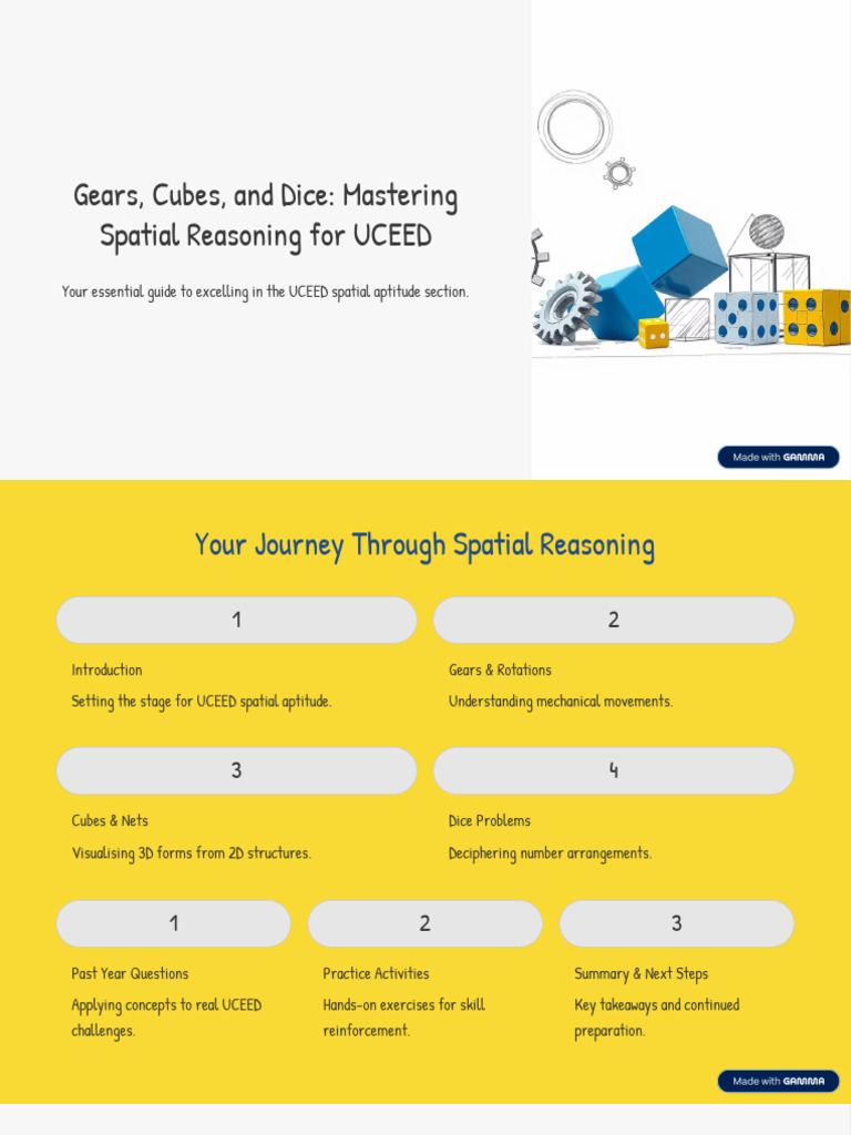 Gears Cubes and Dice Mastering Spatial Reasoning for UCEED | PDF | Gear | Dice