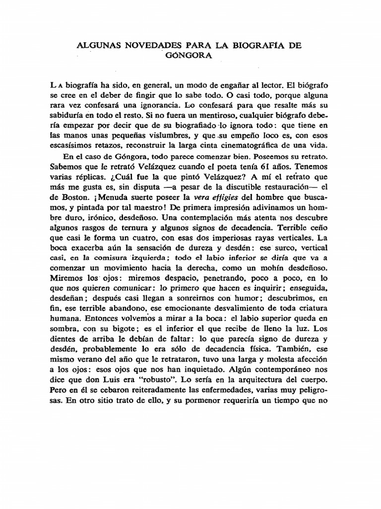 Alfunas Novedades para La Biografia de Gongora | PDF