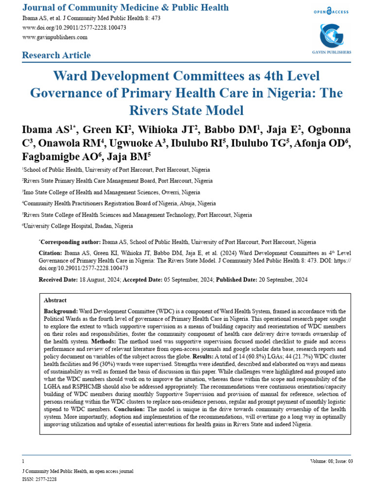 Ward Development Committees in PHC Governance | PDF | Governance