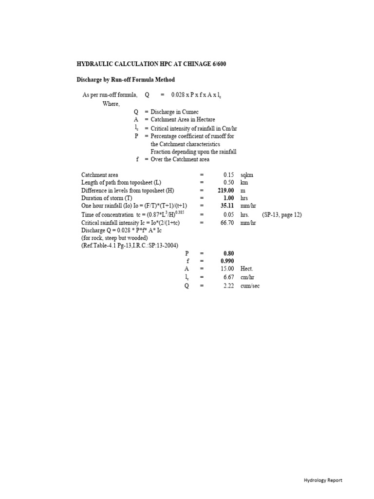 HPC Discharge Calculation Method | PDF