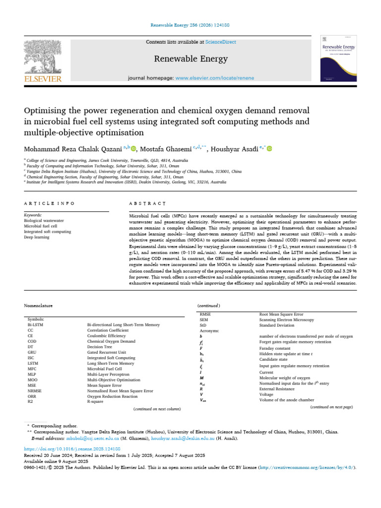 Optimising The Power Regeneration and Chemical Oxygen Demand Remo 2026 ...