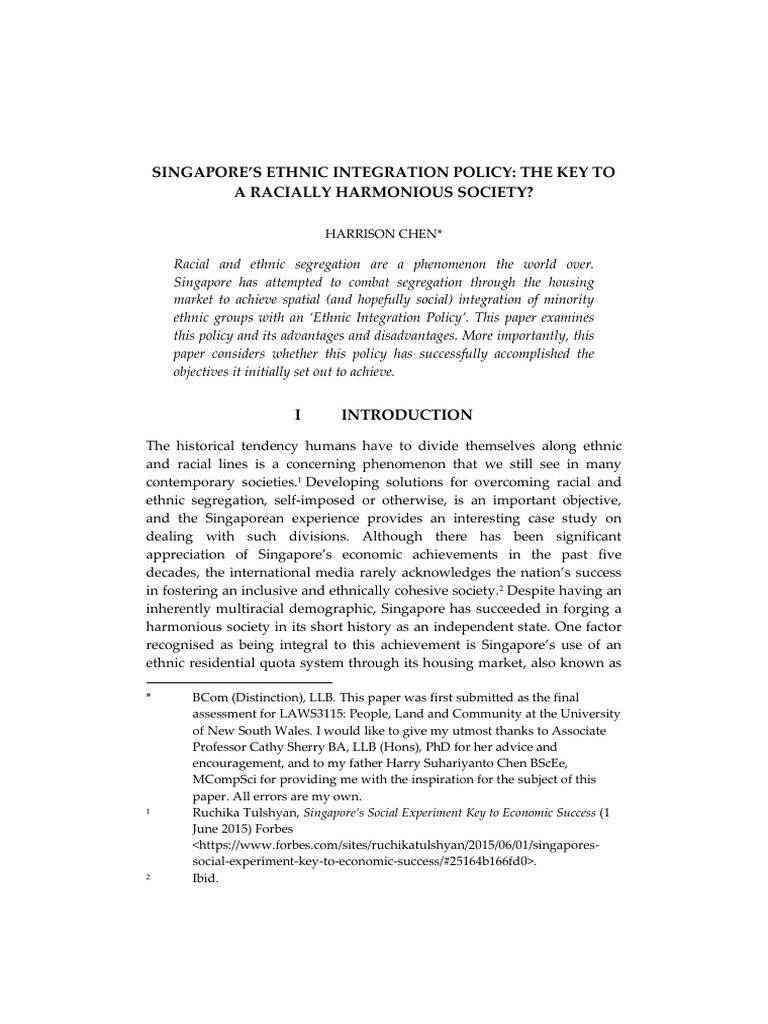 Singapore's Ethnic Integration Policy Analysis | PDF | Singapore ...
