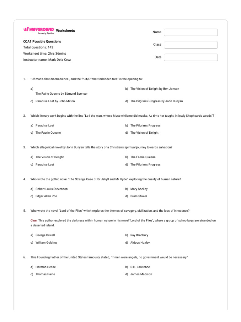 Literary and Historical Quiz Questions | PDF | Ancient Greek Philosophy ...