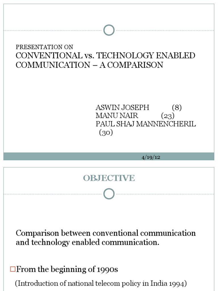 Conventional vs. Technology Enabled Communication - A Comparison | PDF ...