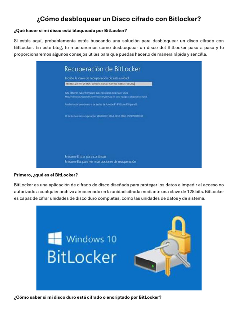 Cómo desbloquear disco con BitLocker | PDF | Cifrado | Contraseña