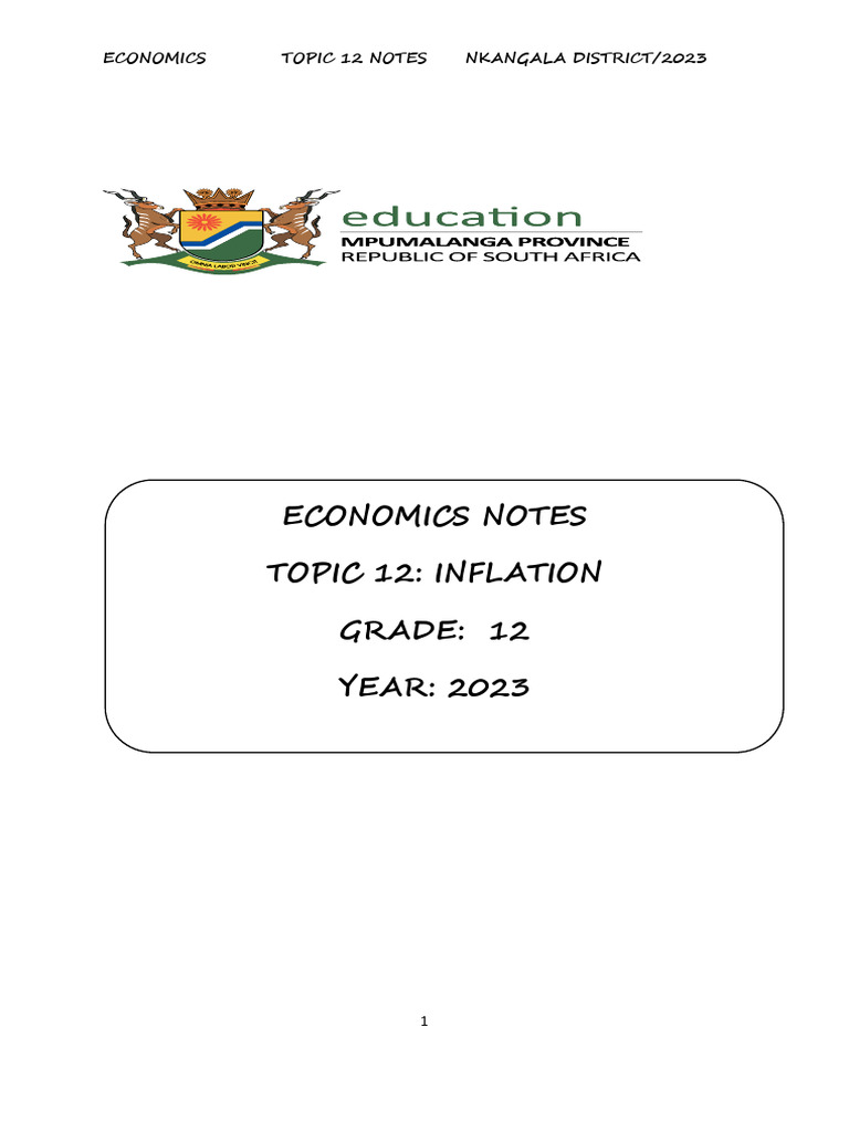 Understanding Inflation: Grade 12 Notes | PDF | Cost Of Living | Inflation