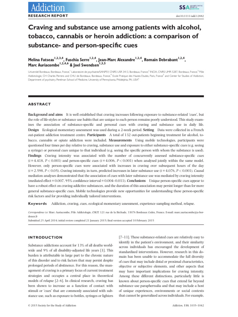 Craving Triggers in Substance Addiction | PDF | Substance Abuse ...