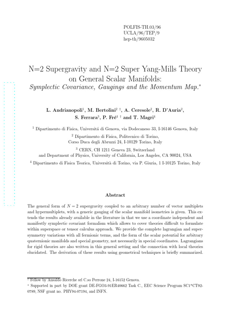 N 2 Supergravity and N 2 Super Yang-Mills Theory On General Scalar ...