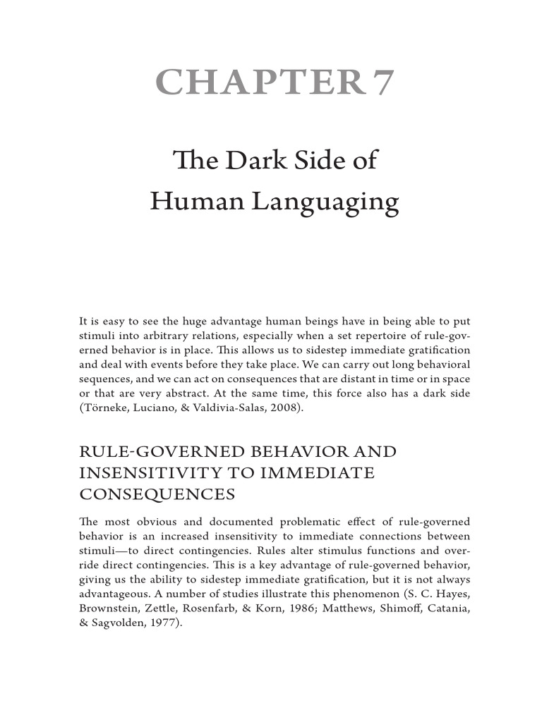 Dark Side of Rule-Governed Behavior | PDF | Thought | Reinforcement