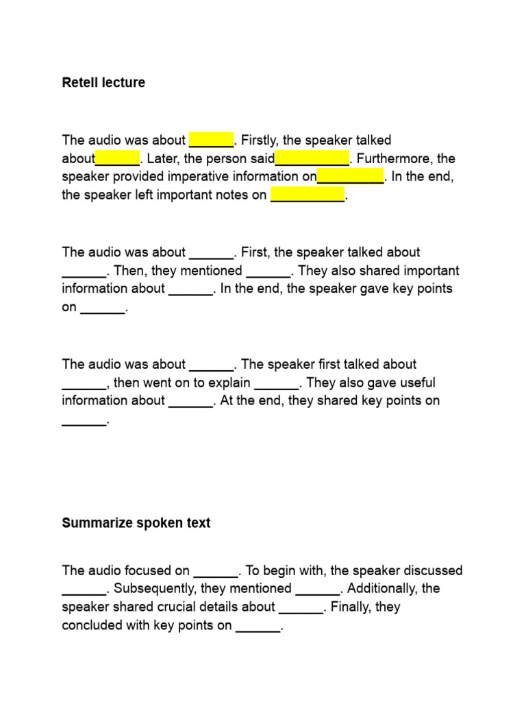 03 Retell Lecture & SST Template | PDF