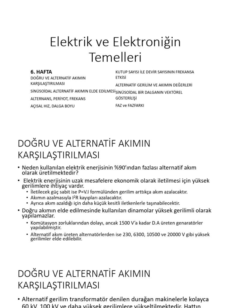 Elektrik Ve Elektroniğin Temelleri_6_hft | PDF