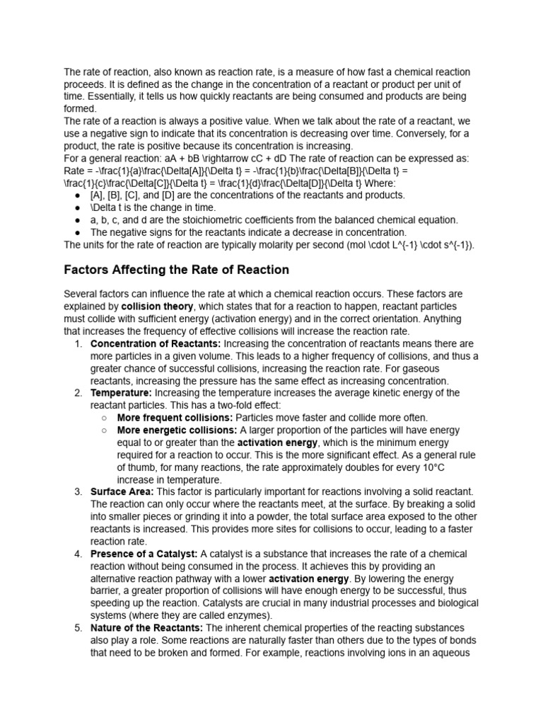 Understanding Reaction Rates in Chemistry | PDF | Reaction Rate ...