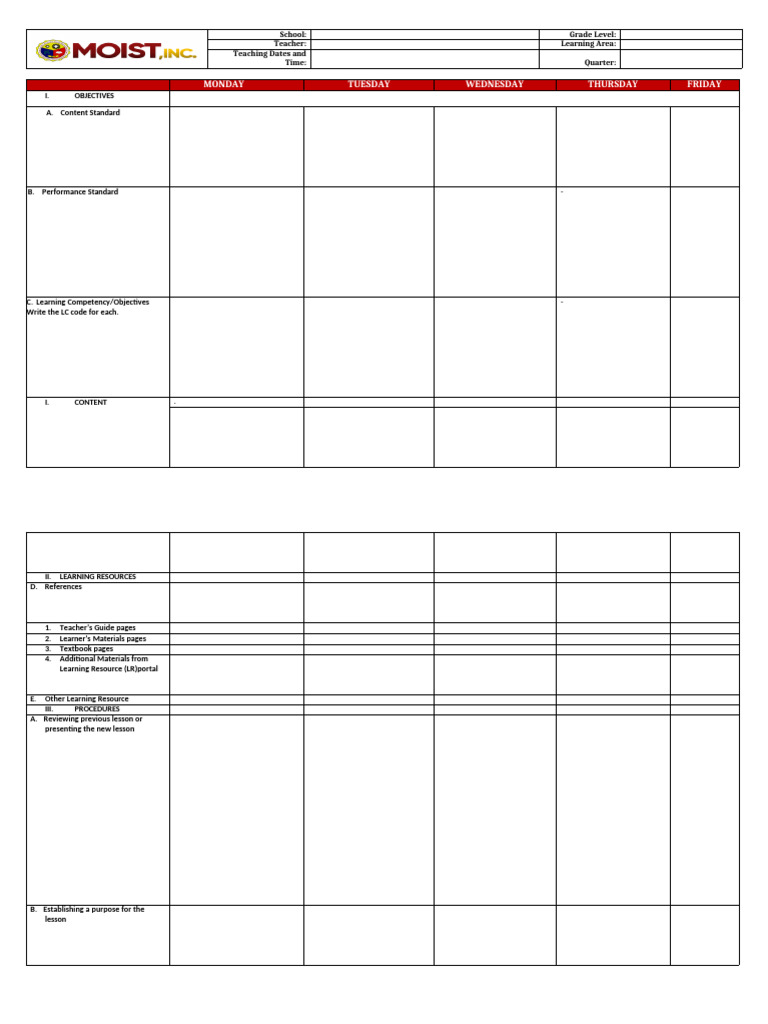 DLL Template | PDF