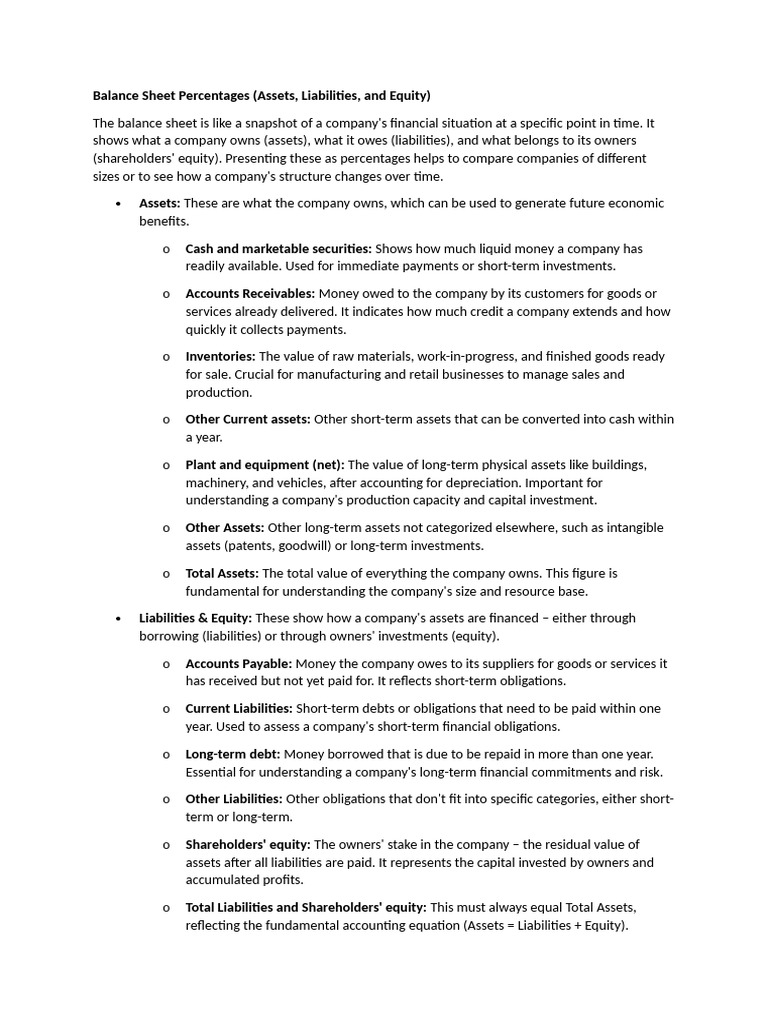 Understanding Balance Sheet Percentages | PDF | Equity (Finance ...