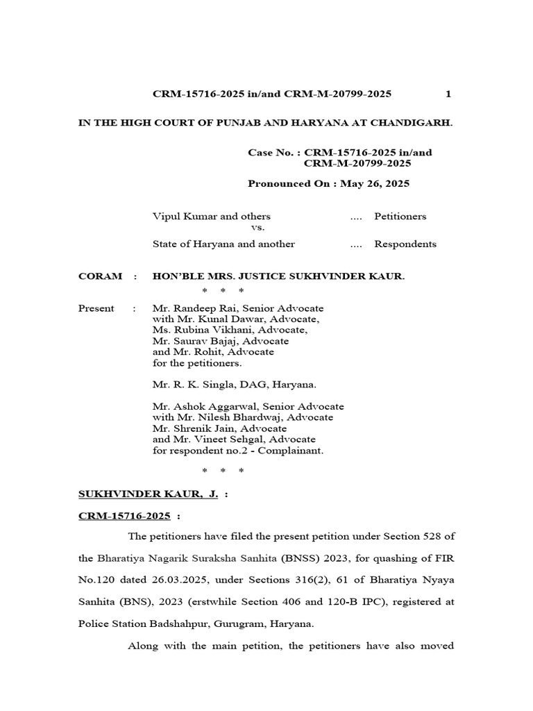 CRM_15716_2025_26_05_2025_FINAL_ORDER | PDF | Bail | Arrest